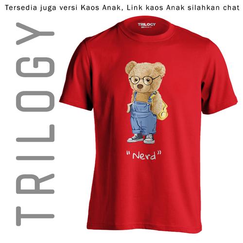 Promo TRILOGY DTF 0089 - TEDDY BEAR NERD - Kaos Premium - Cute - Putih ...