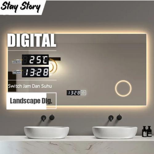 Promo Cermin Touch Screen Jam Suhu Kaca Toilet Wastafel Kamar Mandi ...