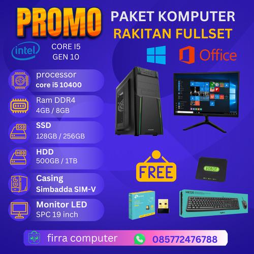 Jual PAKET PC KOMPUTER RAKITAN FULLSET CORE I5 10400/DDR4/SSD/HDD/LED 19SPC - 4GB, SSD256GB ...
