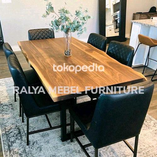 Jual Meja makan kayu jati asli perhutani kaki besi hollow sesuai custom ...