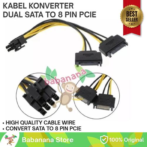 Jual Kabel Dual SATA Power to 8 Pin PCIE 6+2 Cable Adapter Converter ...