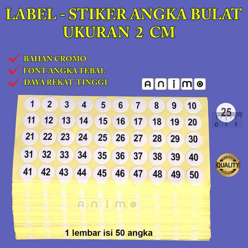 Jual LABEL - STIKER ANGKA BULAT 2 CM - ROUND NUMBER STICKERS 2 CM - 51 ...