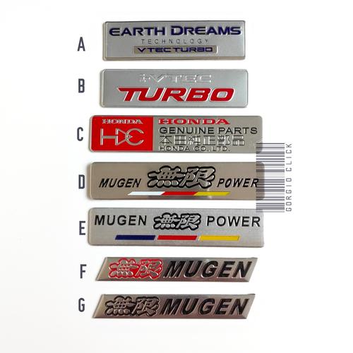 Jual Emblem Sticker Aluminium Mugen i-Vtec Turbo Honda - G. Mugen Black ...