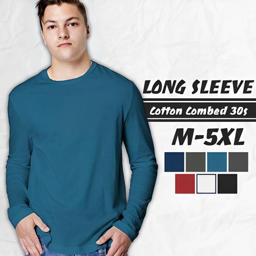 Jual Kaos Polos Lengan Panjang Pria Jumbo Cotton Combed 30s Ukuran M-5XL - BIRU ITB, M - Jakarta ...