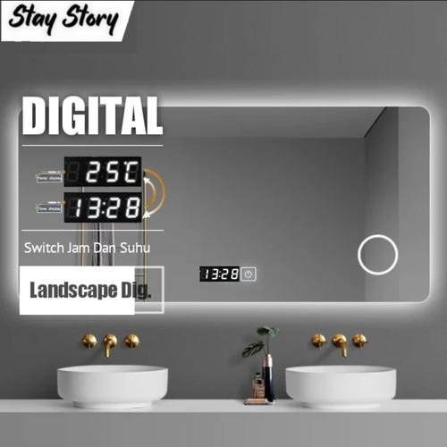 Promo Cermin Touch Screen Jam Suhu Estetik Kaca Toilet Wastafel Kamar ...