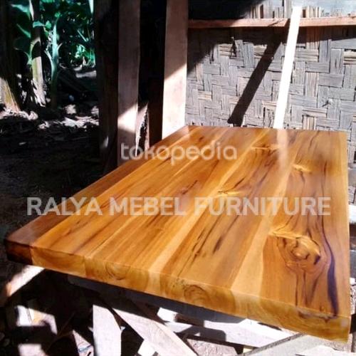 Jual Table top kayu jati asli perhutani top table jati daun meja custom ...