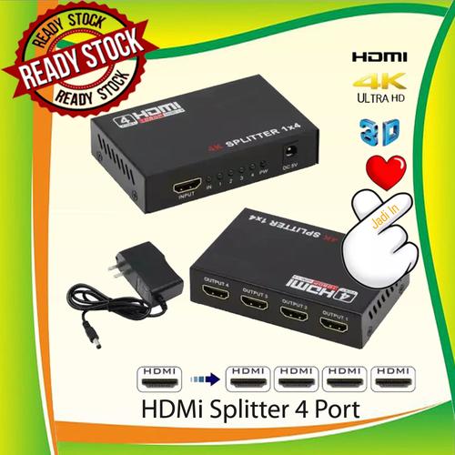 Jual HDMI Splitter 4 Port Hub Full Video 1X4 HD Spliter Split 1 In 4 ...