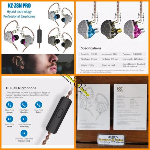 Jual Headset Earphone KZ ZSN Pro with Mic 1DD 1BA Knowledge Zenith ...