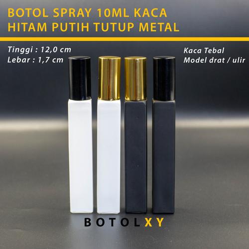 Jual Botol Spray 10ml Kaca PUTIH / HITAM Doff Kotak Tinggi Tebal Parfum ...