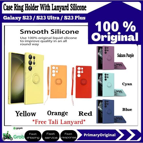 Jual Case Samsung S23 Ultra Plus Ring Holder With Lanyard Silicone Case ...
