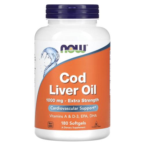 Jual NOW Cod Liver Oil Extra Strength Omega 3 1000 mg Vit A D3 EPA DHA ...