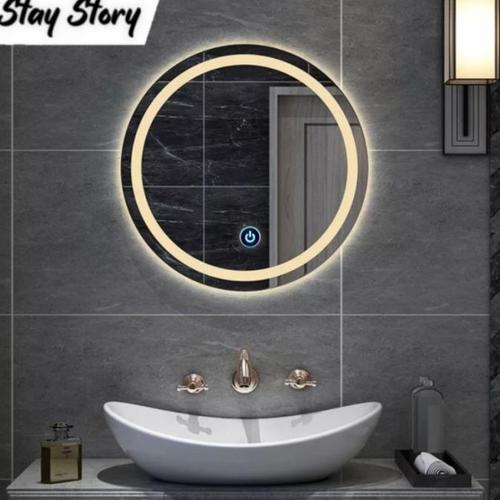 Jual Elina Cermin Bulat Tebal 5Mm Led Touch Screen Dinding Kamar Mandi ...