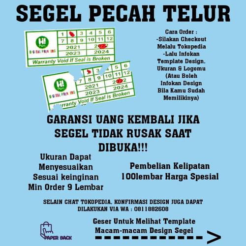 Jual Stiker Segel Garansi Pecah Telor Design Toko & Logo Kamu Sendiri ...