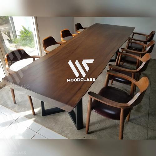 Jual meja makan set 8 kursi, meja makan kayu utuh, meja meeting kayu ...