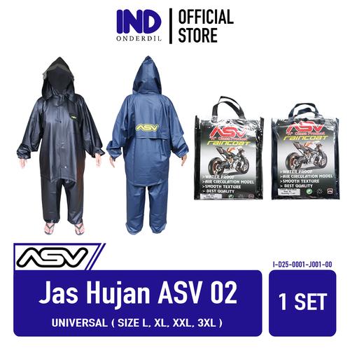 Jual Jas Hujan Merk ASV 02 X XL XXL XXL Hitam Biru Navy Karet Setelan ...