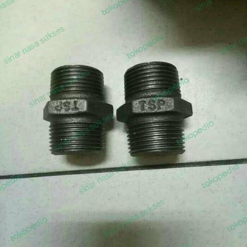 Jual Double nepel besi TSP Hitam drat 11/2" inch BSPT carbon steel ...