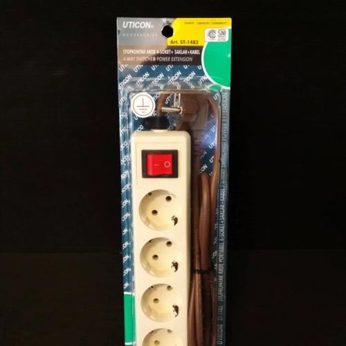 Jual uticon / stop kontak 4 Lubang +kabel + switch uti on st- 1482 ...