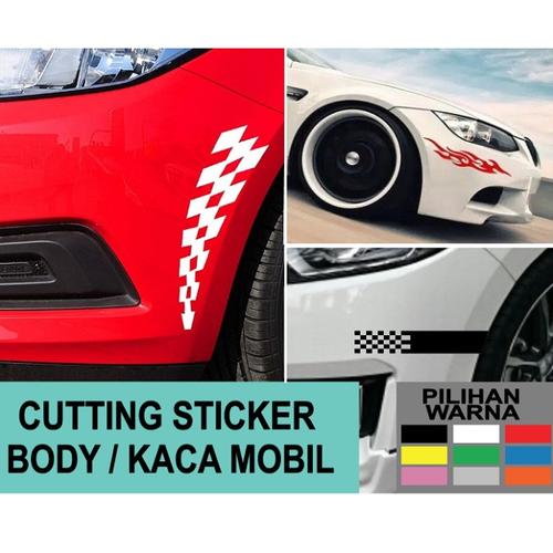 Jual Stiker Body Kaca Mobil Unik Lucu Cutting Sport Racing Flag 02 ...