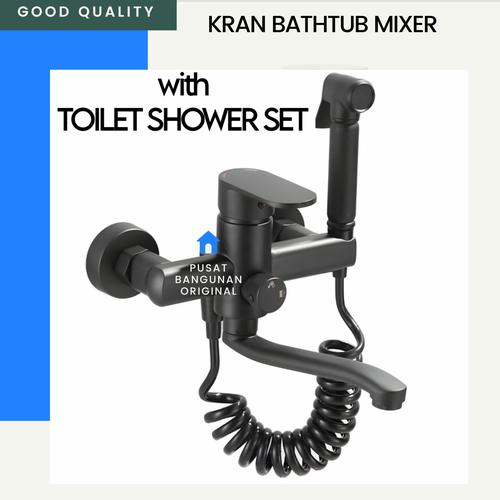 Jual KRAN BATHTUB SHOWER SET MIXER AIR PANAS DINGIN BLACK HITAM PANJANG ...