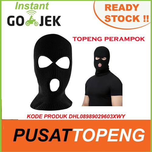Jual topeng perampokan hood wol warna hitam robbery costume - ski mask ...