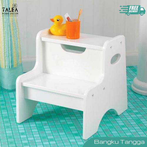 Jual Step Stool Bangku Tangga Kayu Pijakan Anak Kecil Aesthetic - Putih ...