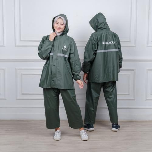 Jual Raincoat Mantel Motor Jas Hujan Pria Wanita Dewasa Jumbo Original - HIJAU ARMY, Allsize ML ...