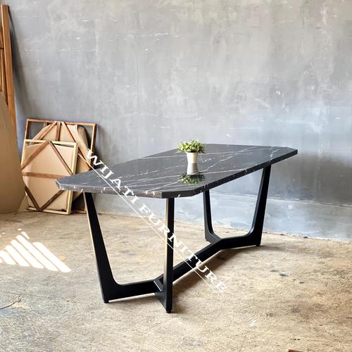 Jual Meja Makan Marmer Hitam Kaki Besi Hollow 220cm - Kab. Jepara - CV ...