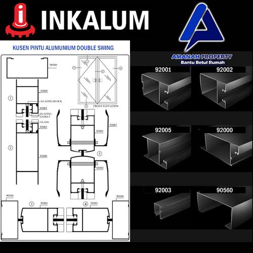 Jual Bahan Pintu Kaca Frame Alumunium Double Swing Batangan - Tiang ...