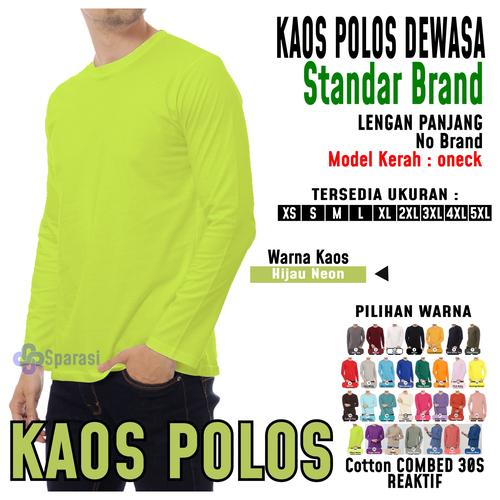 Jual baju kaos polos tangan lengan panjang combed 30s warna hijau neon ...