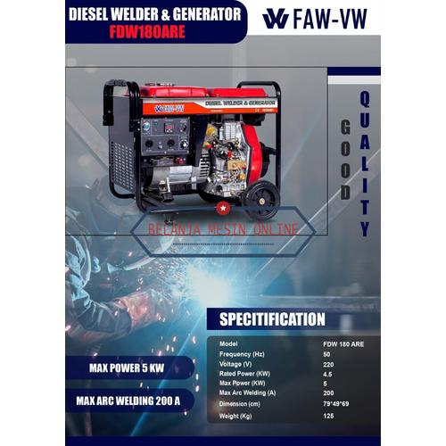 Jual Genset Las Diesel 200 Ampere 5000 Watt FAW VW FDW180ARE - Jakarta ...