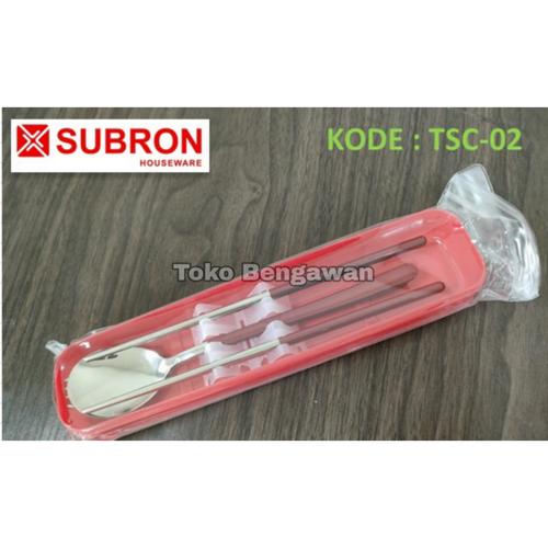 Jual SUBRON Stainless Travel Set Cutlery TSC-02 Sendok Garpu Sumpit Set ...