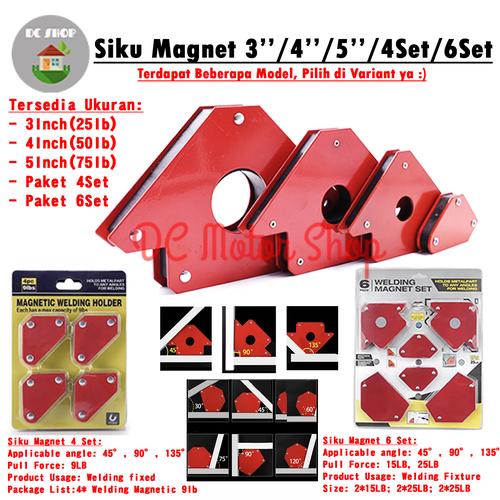 Jual Siku Magnet Las 3’’ 4’’ 5’’ Welding Magnet 4 Set 6 Set 25LB 50LB ...