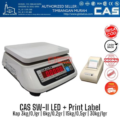 Jual Timbangan meja CAS SW 2 LED + printer label sticker, Made in Korea ...