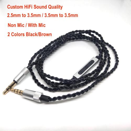 Jual Custom HiFi Headphone Cable Aux Replacement 2.5mm 3.5mm With Mic ...