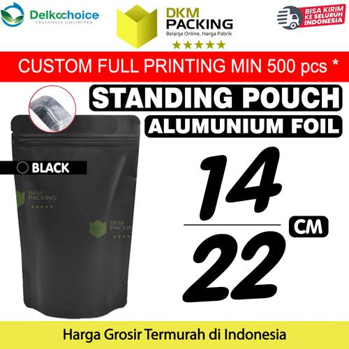 Jual Standing Pouch HITAM 14x22cm NON WINDOW ZIPLOCK Plastik Klip ALU ...