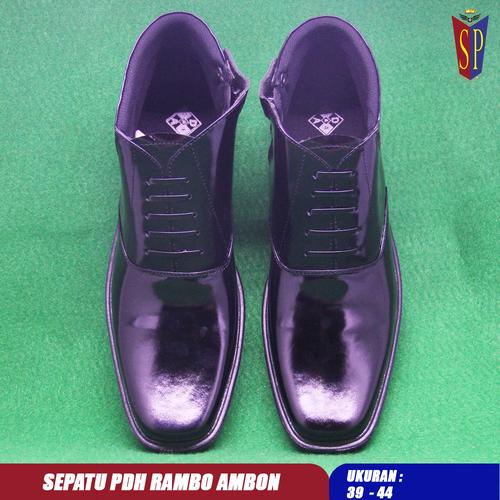 Jual Sepatu PDH Rambo Ambon Kulit Mengkilap - Sepatu Kulit Tali Lux ...