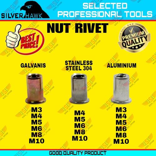 Jual Rivet Nut M3 GALVANIS/ALUMINIUM Mur Rivet Tanam Rifnut Nutsert ...