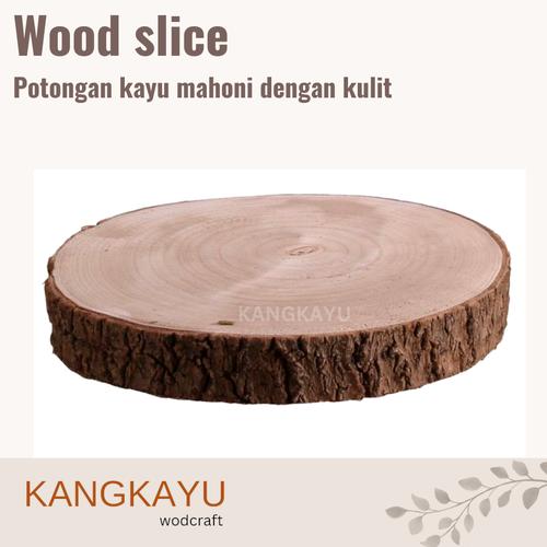 Jual Potongan Kayu Bulat Dengan Kulit | natural wooden slice | kayu ...