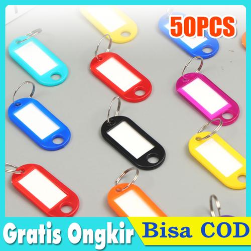 Jual 50 Pcs Key Ring Gantungan Kunci Label Tag Nama Plastik Warna Warni ...