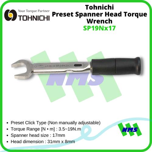 Jual Tohnichi Preset Spanner Head Torque Wrench SP19Nx17 3.5 - 19 N.m ...