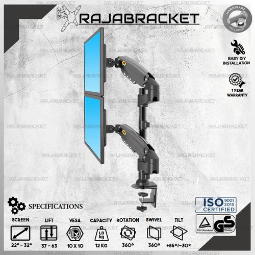 Jual Dual Arm Monitor Stand 22 24 27 29 32 inch, Full Motions Bracket ...