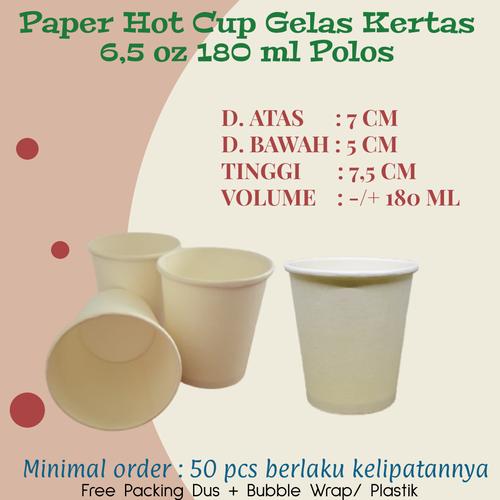 Jual Paper Hot Cup Gelas Kertas 6,5 oz 180 ml POLOS isi 1000 pcs - Jakarta Utara - B Pack Store ...