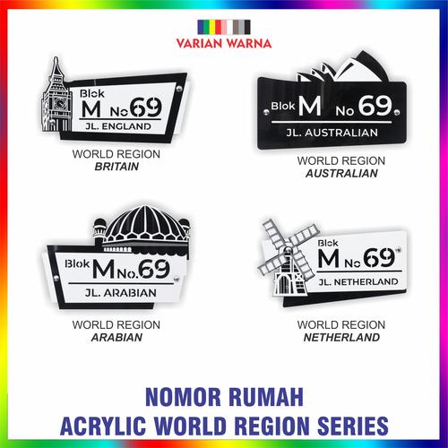Jual NOMOR RUMAH AKRILIK / ACRYLIC WORLD REGION SERIES / PLAT AKRILIK ...