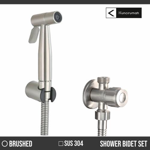 Jual Stainless 304 bidet toilet jet washer / shower set + stop kran Tee ...