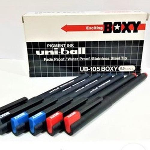 Jual Ballpoint pulpen pen boxy uniball uni ball UB-105 -hitam biru merah - Merah - Jakarta ...