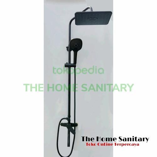 Jual shower column panas dingin hitam set/shower tiang set hitam kotak ...