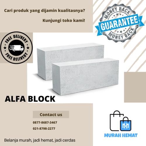 Jual HEBEL BATA RINGAN ALFA BLOCK SNI 7,5 x 20 x 60 cm / 10 x 20 x 60 cm - 7,5x20x60 cm, 1 KUBIK ...