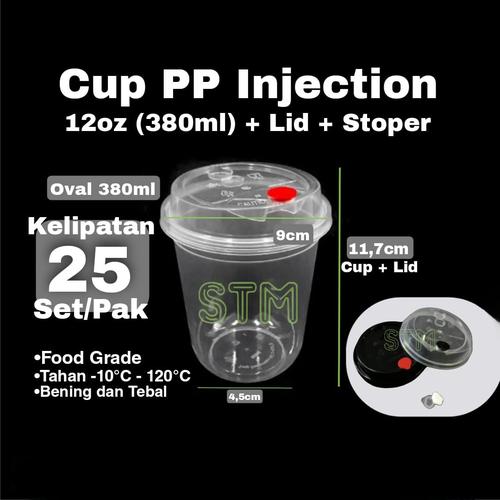 Promo Cup 12OZ PP injection/Gelas plastik 380ml/INJECTION BOBA CHEESE ...