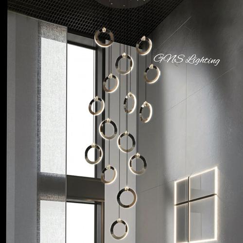 Jual Lampu void tangga atau plafon modern minimalis black ring LED ...