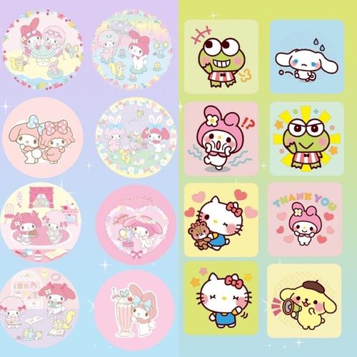Jual 100 PCS STICKER HELLO KITTY MELODY STIKER BULAT LUCU PRINCESS CARD ...